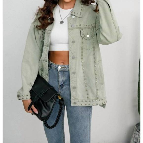 ePretty | Jackets & Coats | New Epretty Studded Denim Jacket In Light ...